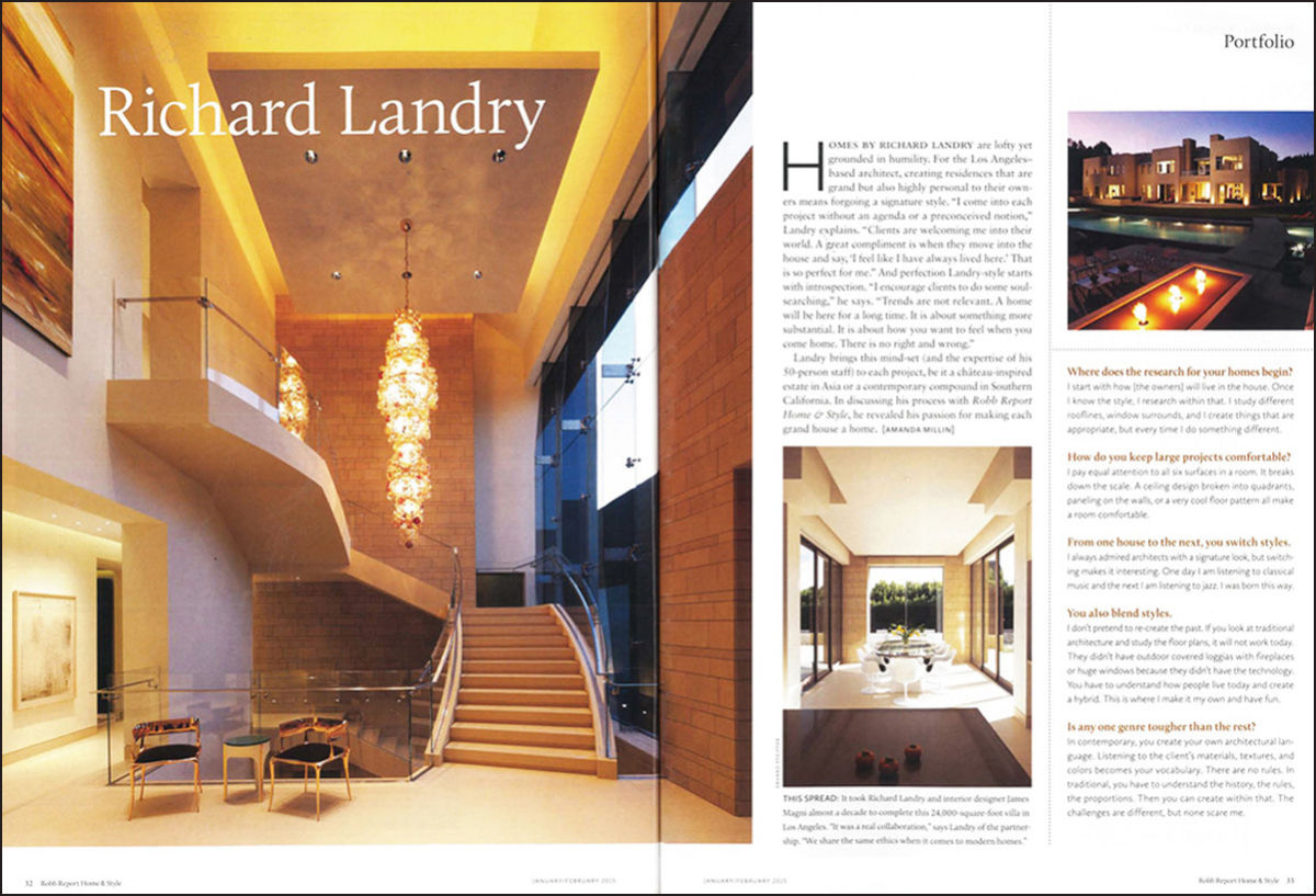 Landry Design Group in Robb Report Home & Style – Landry Design Group